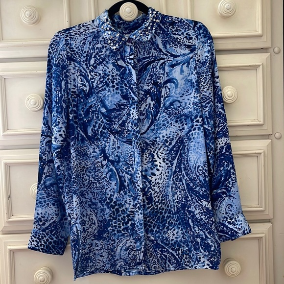 Chico's | Tops | Euc Chicos Dynamic Mix Misti Button Down Top | Poshmark